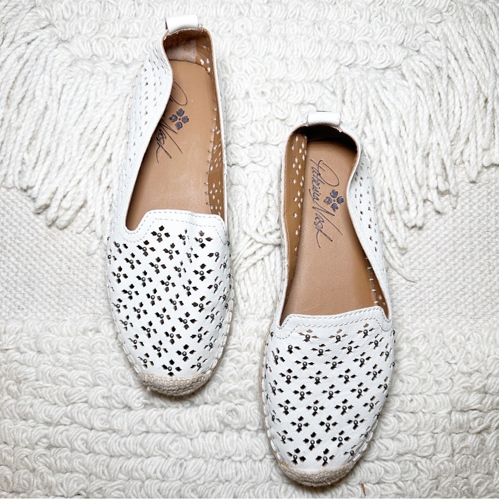 Patricia Nash White Lasercut Leather Elena Espadrille… - Gem